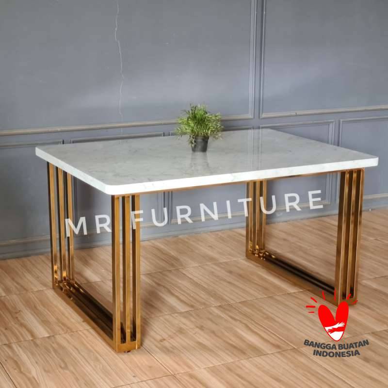 Jual Meja Makan Dining Table Marmer Carrara Stainless Gold Di Seller ...