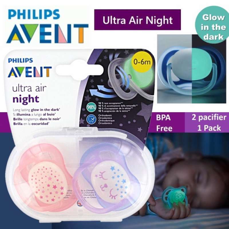 Jual Philips Avent Ultra Air Night Soother Baby Girl - Empeng Bayi (0 ...