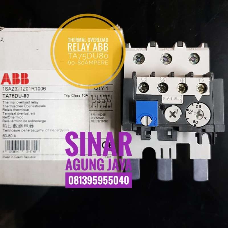 Promo THERMAL OVERLOAD RELAY ABB TA75 DU 80 TA75DU-80 60-80A OVERLOAD ...