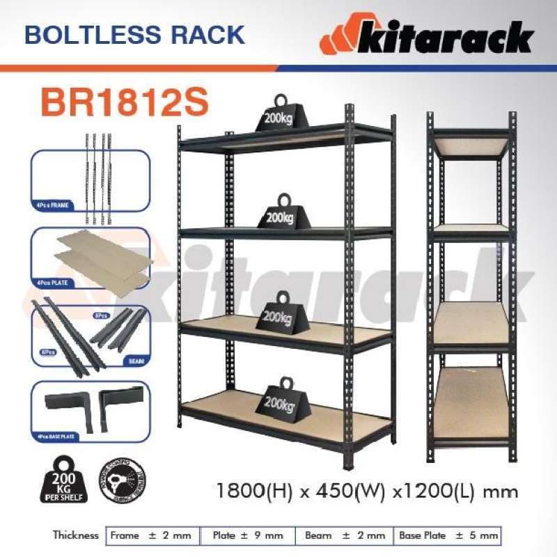 Jual RACK GUDANG BESI BR1812S KITARACK BOLTLESS RACK 1.8 METER di ...