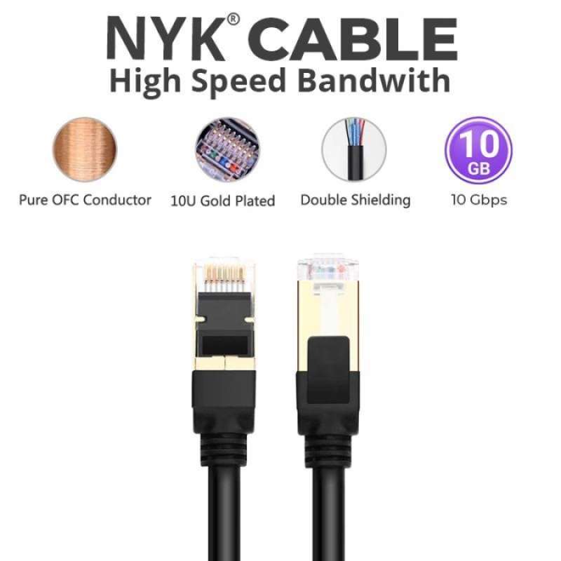 Jual NYK Kabel Lan Cat7 10Gbps 2m RJ45 Ethernet SSTP GOLD PLATE Cable ...