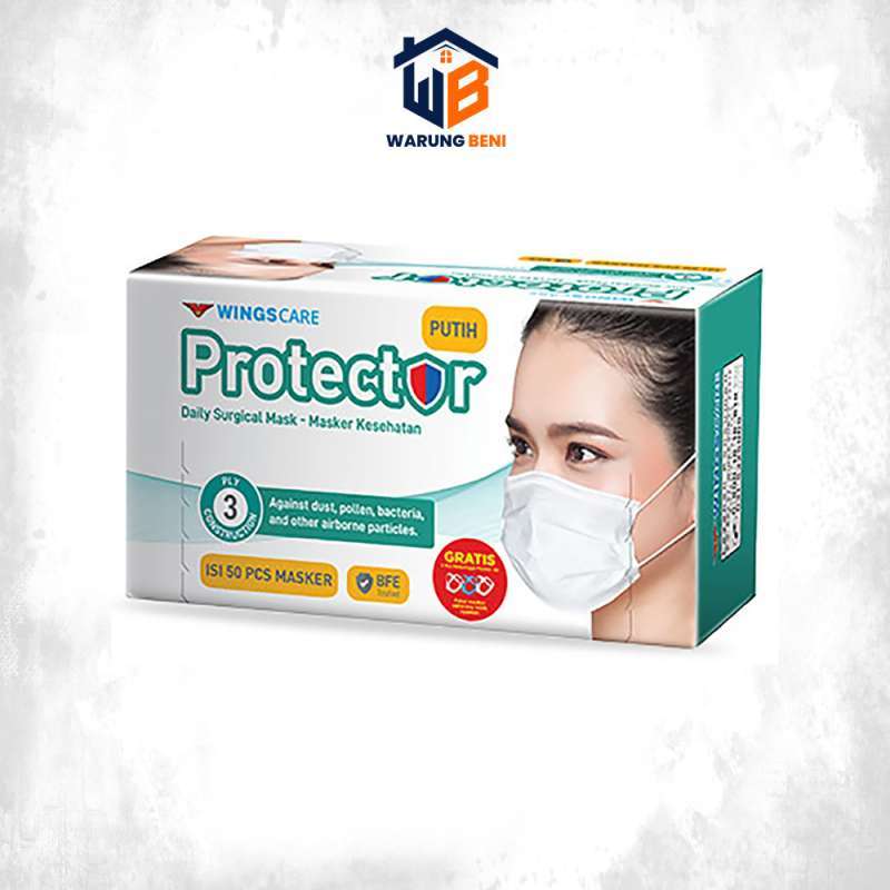 Jual Masker Wingscare Protector 3 Ply Earloop Surgical Putih - 50 Pcs ...