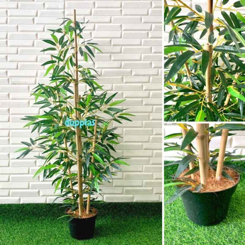 Promo Pohon Daun Bambu Hijau Kuning Latex Sabut Kelapa Pot Dasar ...