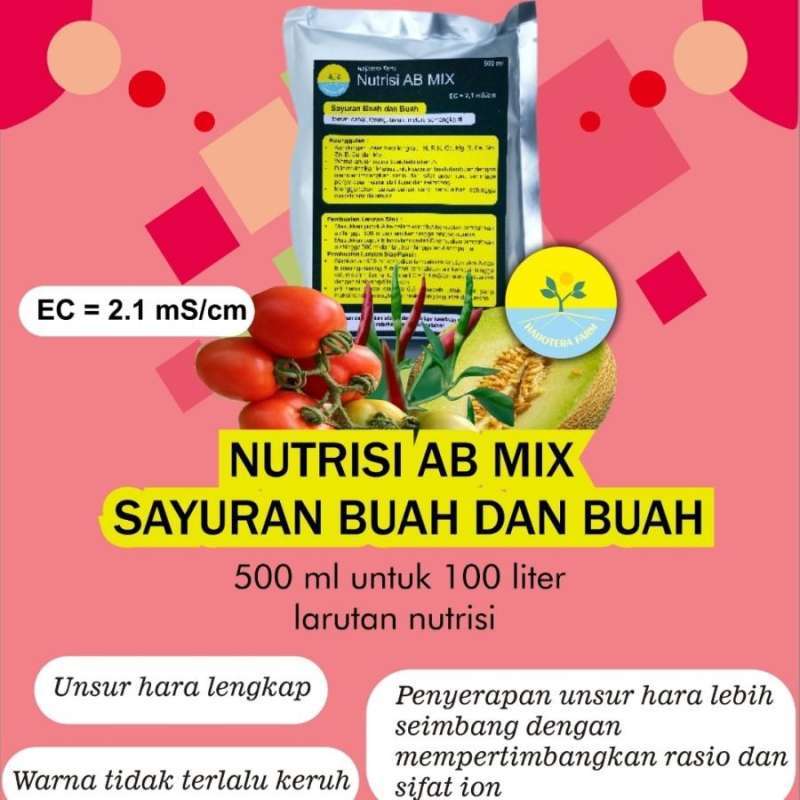 Jual Nutrisi Ab Mix Hidroponik Sayuran Daun Dan Buah 500 Ml (100 L ...