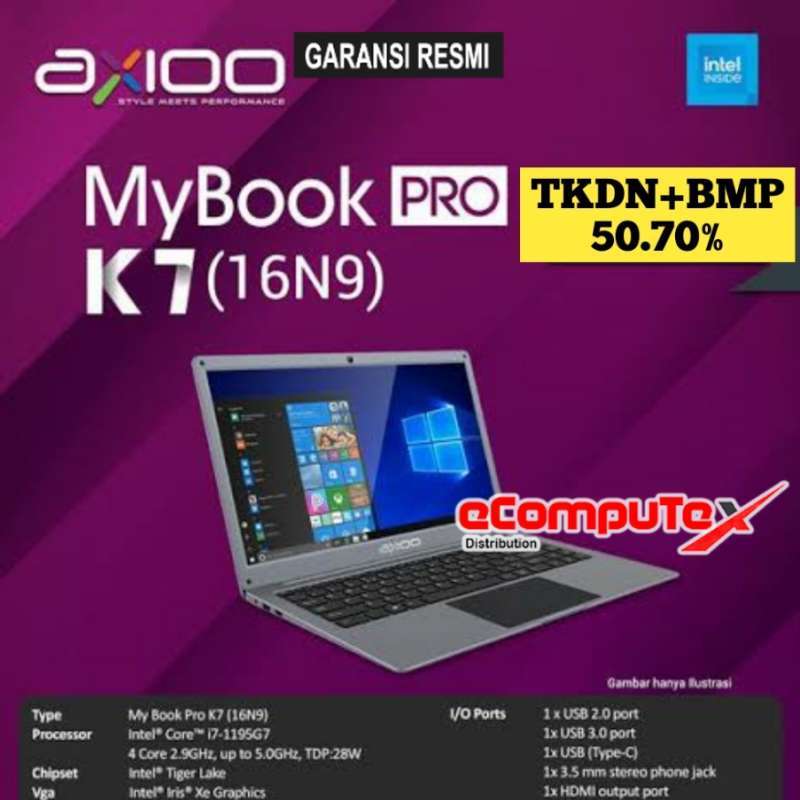Jual Notebook Axioo Mybook Pro K7 (16n9) Tkdn (i7-1165g7/16g/1t Ssd Nvme) Garansi Resmi Di ...