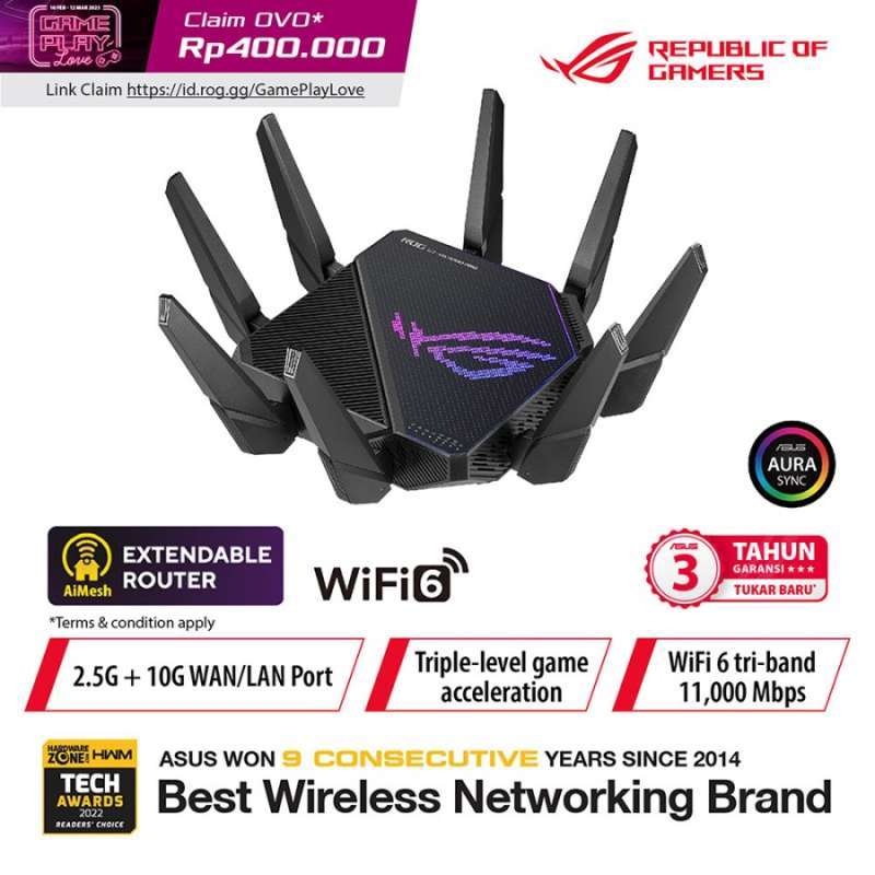 Jual Asus Rog Rapture Gt Ax11000 Pro Tri Band Wi Fi 6 Gaming Router Di Seller Asus Component
