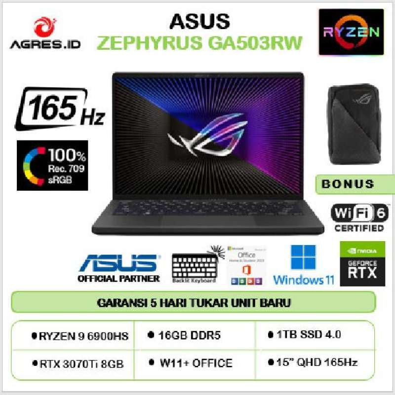 Jual Laptop ASUS ROG ZEPHYRUS GA503RW RTX 3070Ti Ryzen 9 6900HS DDR5 di ...