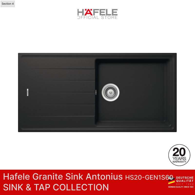 Jual Hafele Granite Sink Antonius HS20-GEN1S60 - Bak Washtafel Granit ...