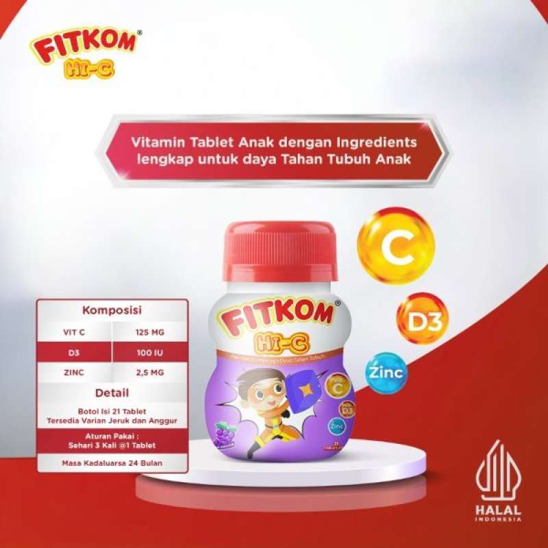Promo Fitkom Hi-C Grape [21 Tablet Hisap] - Multivitamin Anak Diskon 5% ...