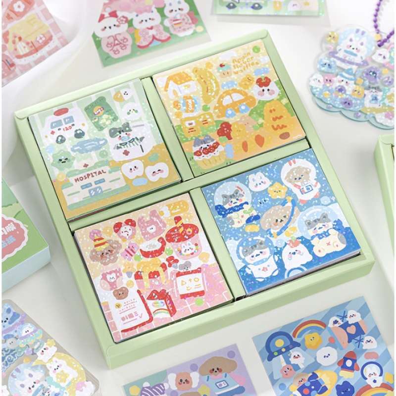 Jual Stiker Glitter Planner 1 Lembar Scrapbook Tempel Cute Aesthetic ...