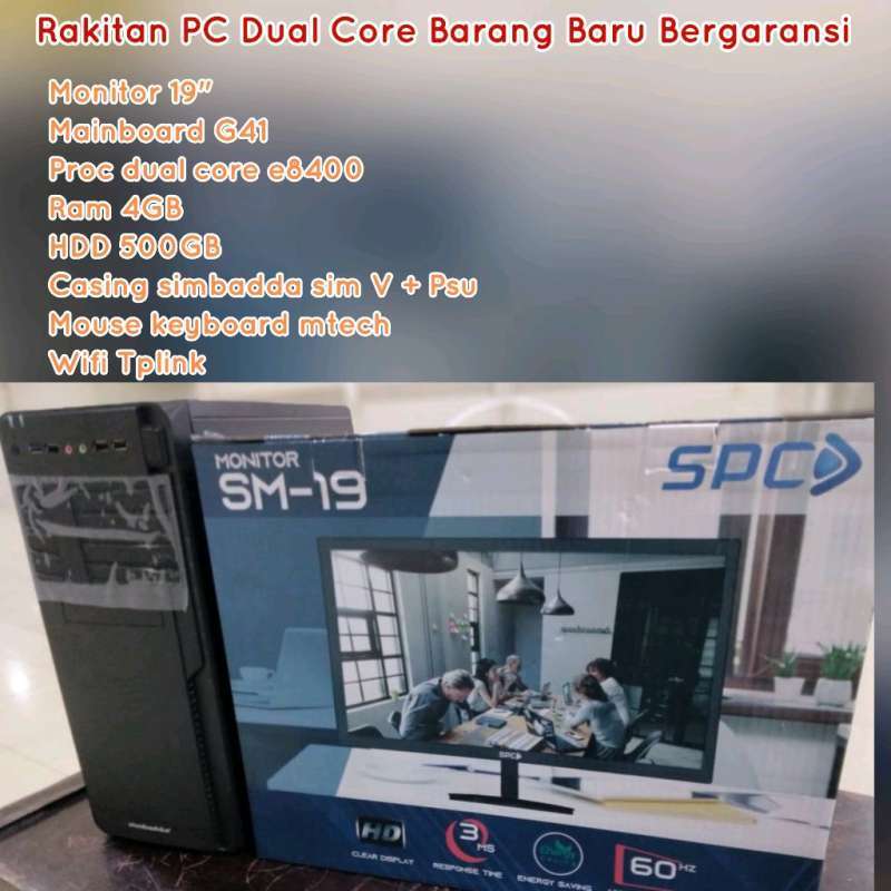 Promo Paket Pc/komputer Admin Kantor/sekolah Intel Dual Core + Monitor ...