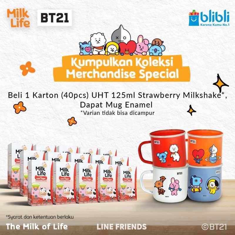 Jual MilkLife Stroberi Milkshake – UHT Kids Tetra Slim Leaf [125 mL/40 ...