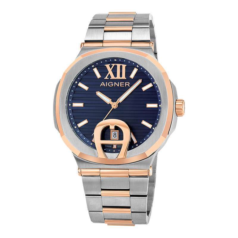 Jual Aigner Taviano A113119 Men Blue Dial Dual Tone Stainless Steel ...