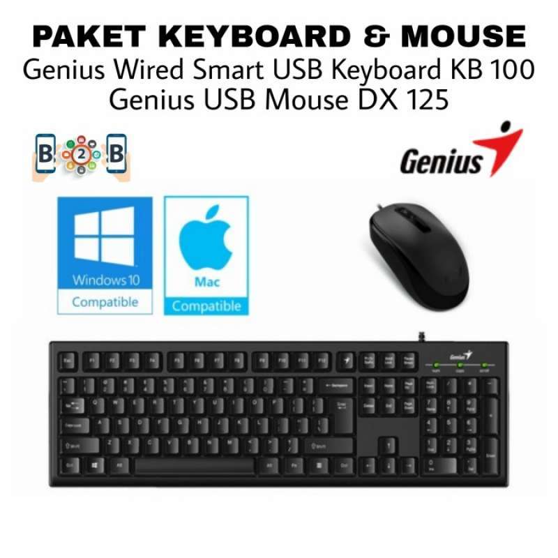 Promo PAKET Genius Wired Smart USB Keyboard KB 100 - Genius USB Mouse ...