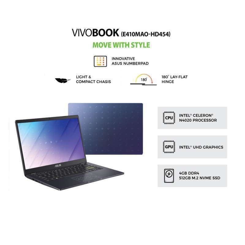 Jual Asus VivoBook E410MAO-HD454 (Intel® Celeron® N4020/4GB/512GB SSD ...