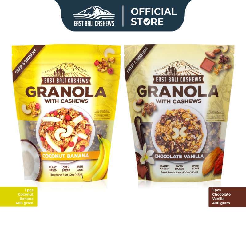 Jual Paket Granola 400g x 2 pcs - Cokelat Vanilla & Kelapa Pisang di ...
