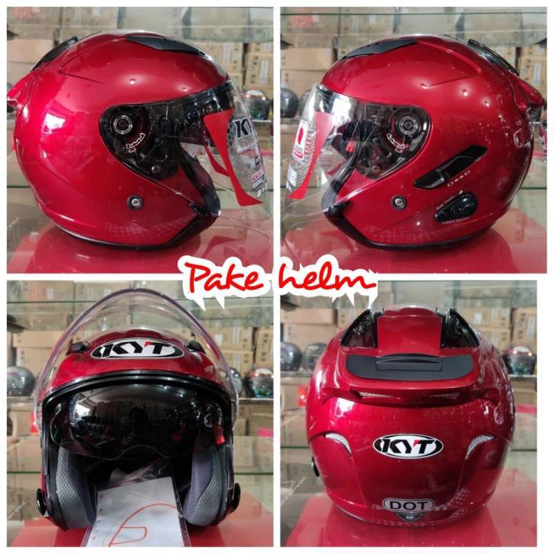 Jual HELM KYT GALAXY FLAT R MERAH MARUN KYT HALF FACE KYT DOUBLE VISOR ...
