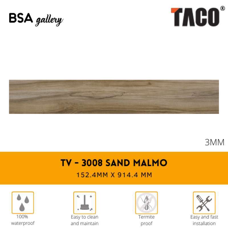 Jual Taco Vinyl 3mm Tv 3008 Sand Malmo / Lantai Kayu Vinyl / Wood ...