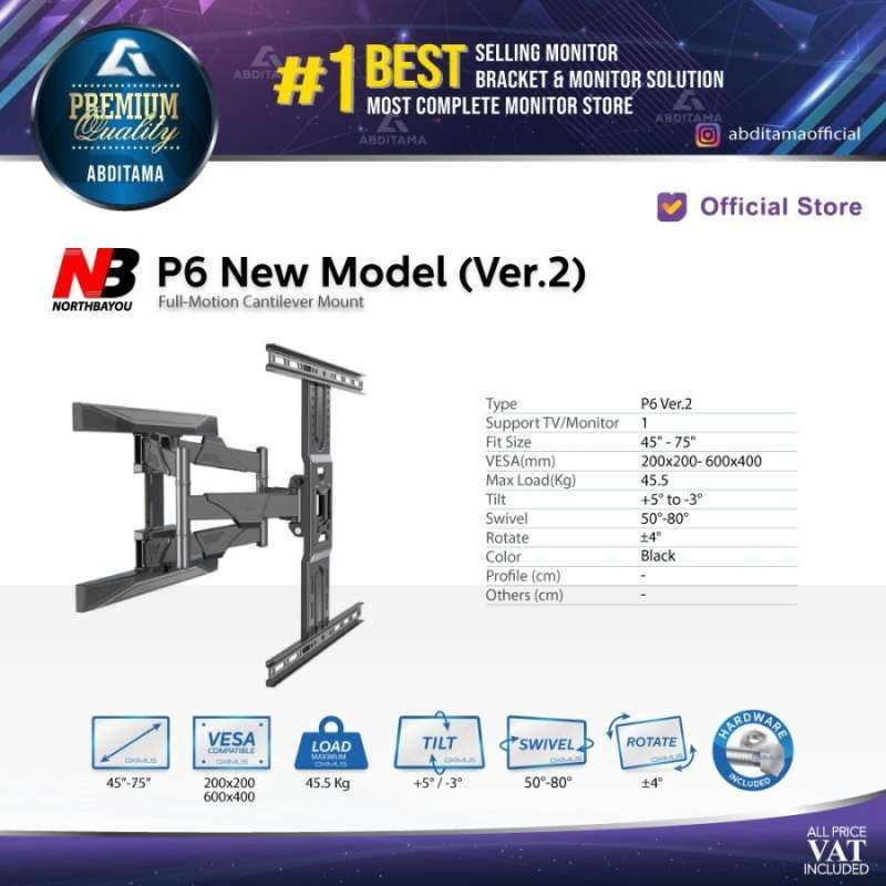 Jual Bracket Tv Monitor Led Lcd North Bayou Nb P6 Nbp6 40-75 New - Nb ...