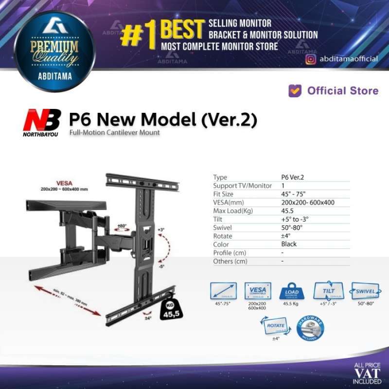 Jual Bracket Tv Monitor Led Lcd North Bayou Nb P6 Nbp6 40-75 New - Nb E200 Di Seller Abditama ...