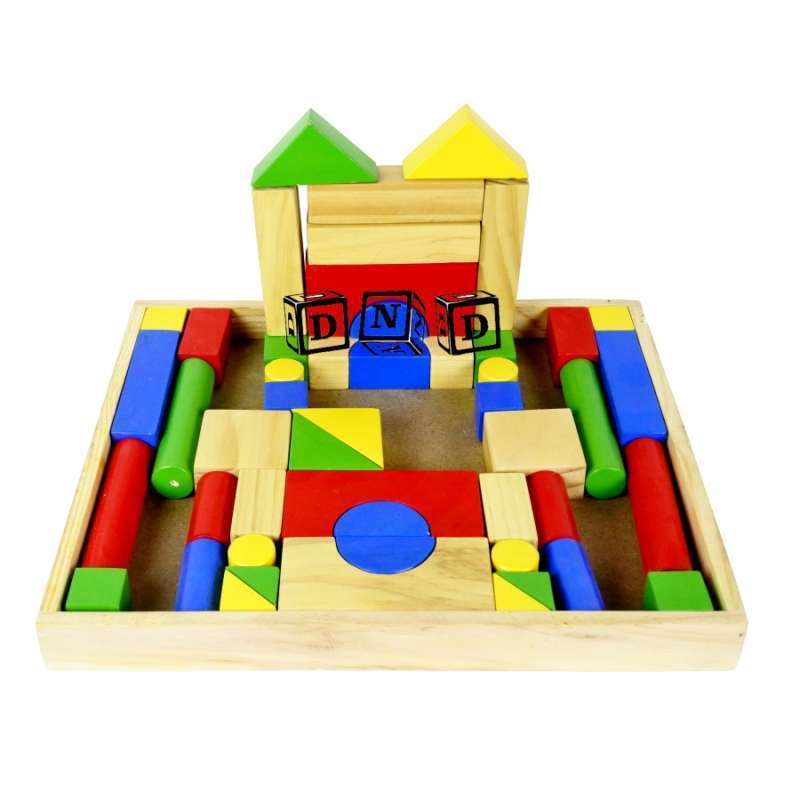 Promo Mainan Anak - Balok Bangun Kayu City Blok 50B Pcs Bingkai Besar ...