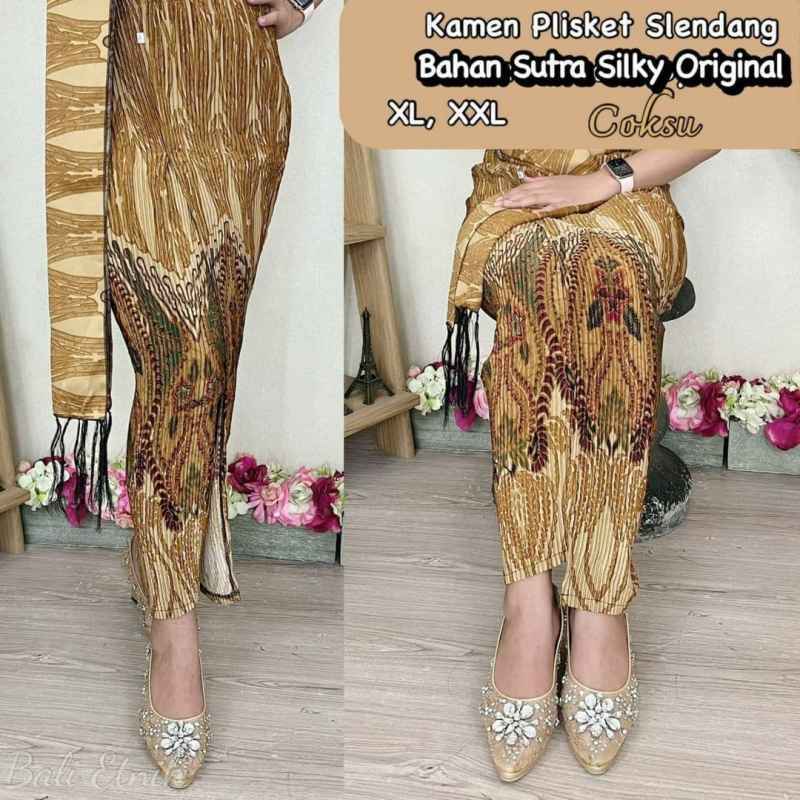 Jual Set Rok / Kamen Jadi Panjang Plisket Sutra Silky dan Selendang ...