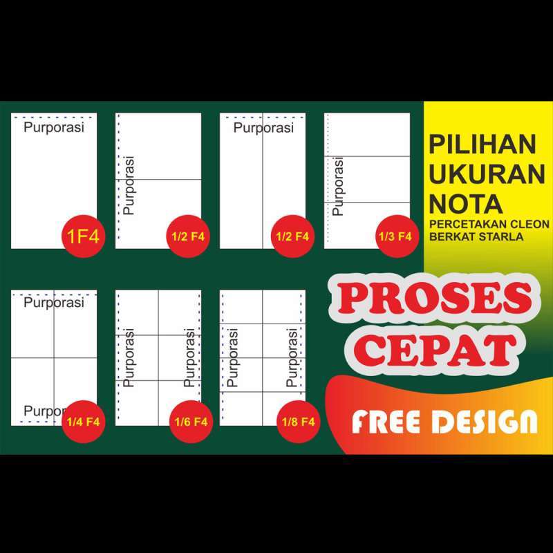 Jual Cetak Nota/nota 4ply Ukuran 1/6 Folio Perforasi Freedesign - Phkm ...