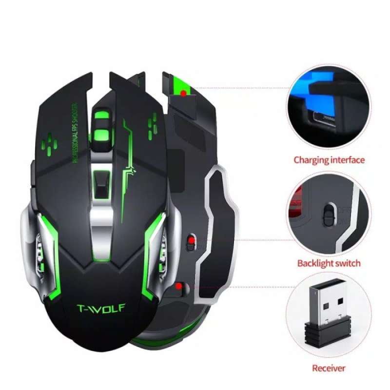 Promo MOUSE WIRELESS GAMING SILENT Q13 RGB RECHARGEABLE FREE MOUSEPAD ...