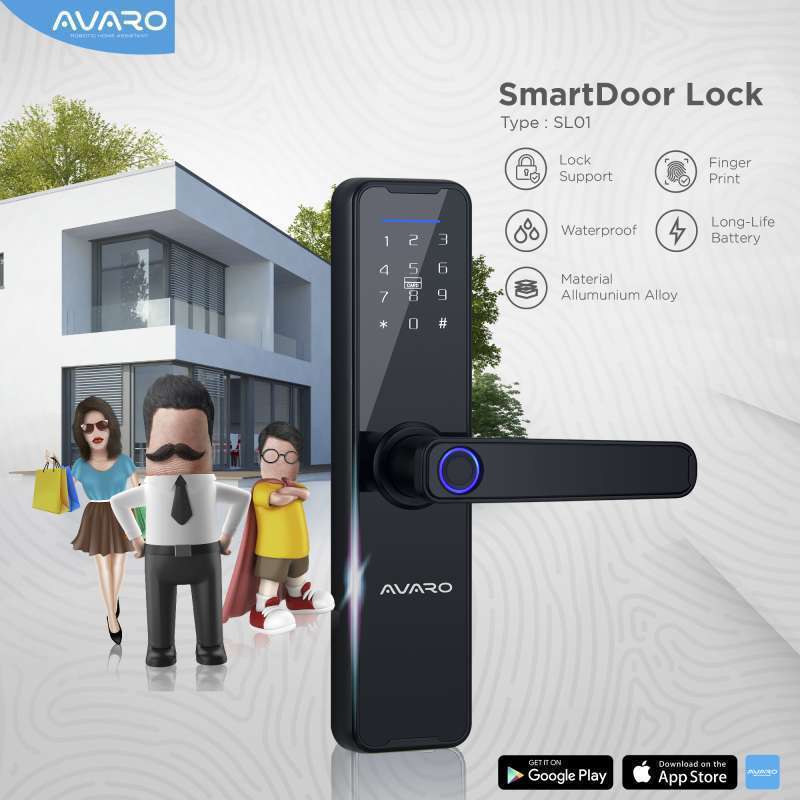 Jual AVARO kunci pintu digital kunci pintar kunci pintu sidik jari IC Card Digital Code Security ...