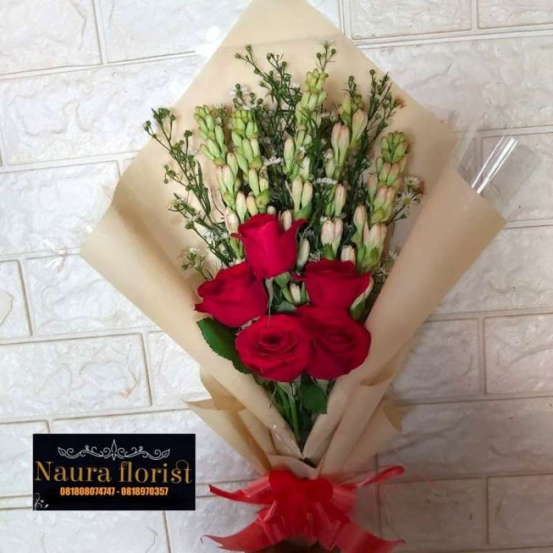 Jual Buket Bunga /bucket Mawar Sedap Malam/bunga Wisuda/ Mawar Buket ...