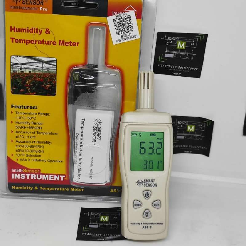Jual alat ukur kelembaban suhu smart sensor As817 humidity temperatur ...