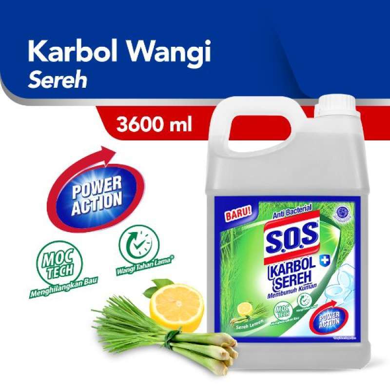 Promo Sos Karbol Wangi Antibacterial Lemon Sereh 3.6 L Diskon 41% Di ...
