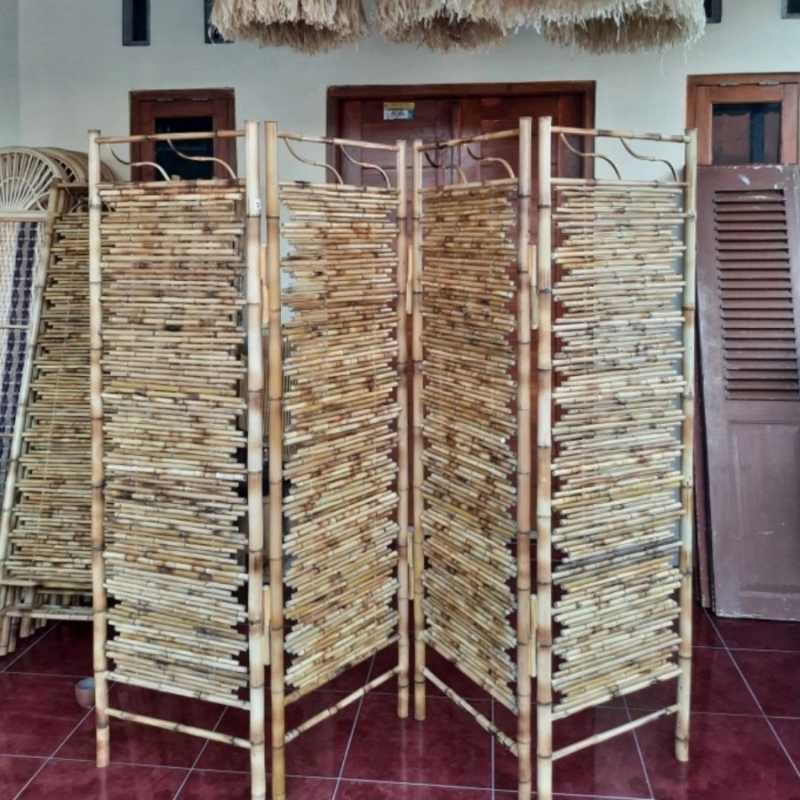 Jual Partisi Bambu Cendani Pembatas Ruangan Motif Zig-Zag 4 Lembar ...
