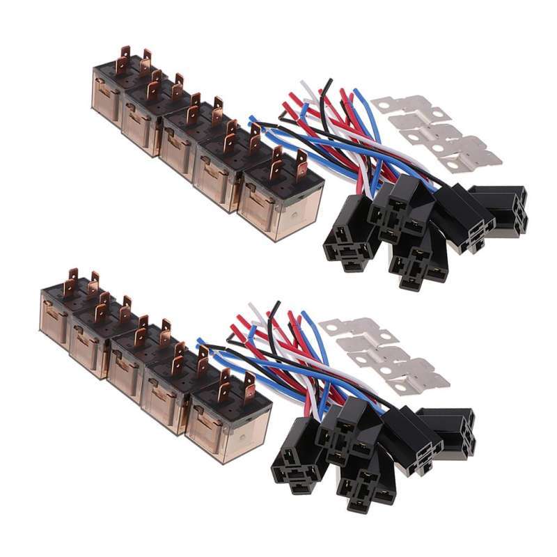 Jual 10 Pieces 12V SPST 4 Pin Automotive Relay with 4 Wires Harness ...
