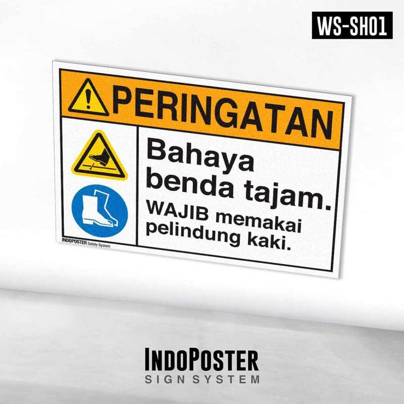 Jual Stiker Sign K3 Pvc Ansi Bahaya Benda Tajam Wajib Apd Memakai ...