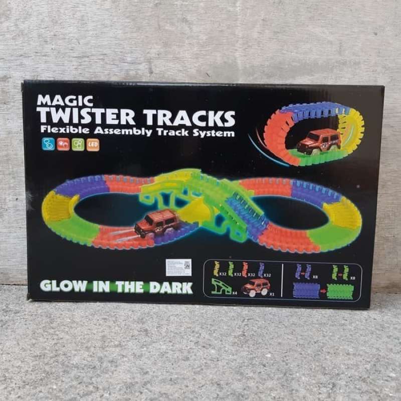 Jual Mainan Magic Twister Tracks Led Glow In The Dark Track Mobil Anak ...