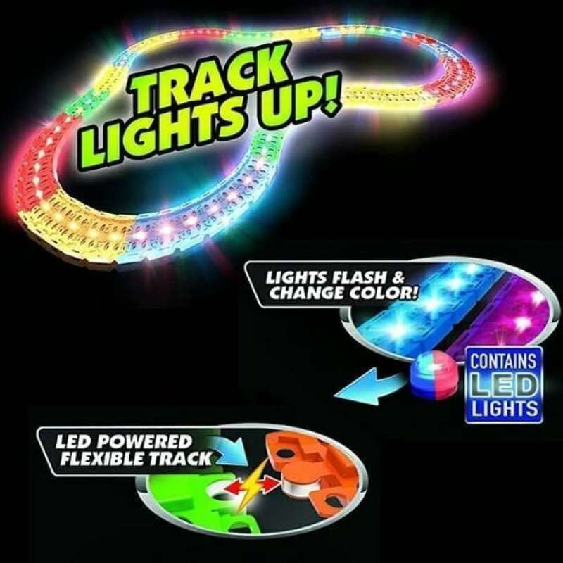 Jual Mainan Magic Twister Tracks Led Glow In The Dark Track Mobil Anak ...