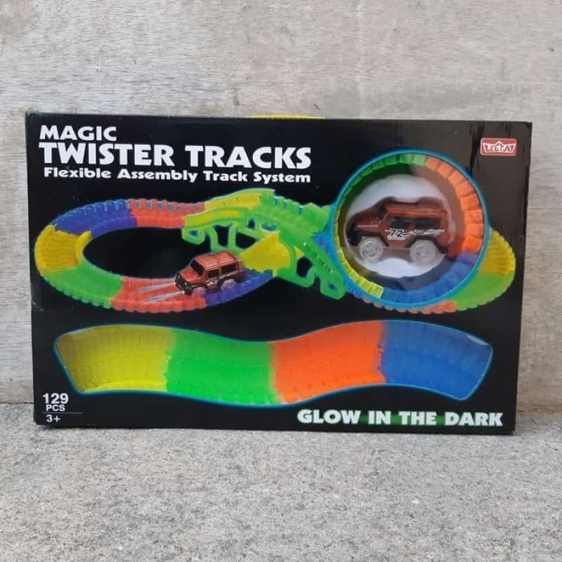 Jual Mainan Magic Twister Tracks Led Glow In The Dark Track Mobil Anak ...
