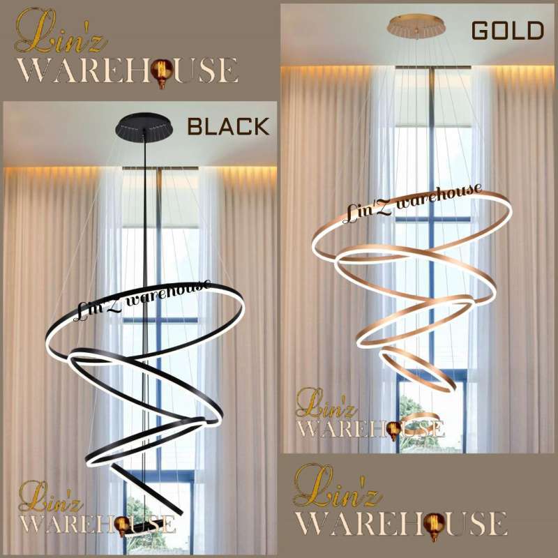 Jual Lampu Gantung Void Minimalis Modern Led 5 Rings Remote Pendant ...