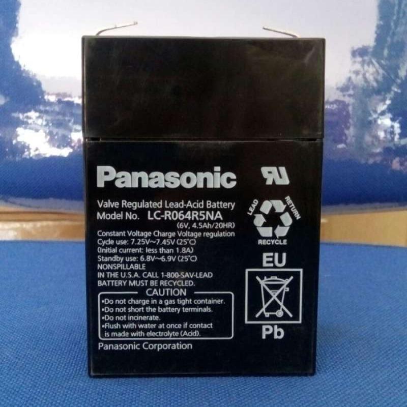 Jual Baterai Aki Kering Vrla Panasonic 6V 4,5Ah / Lc-R064R5Na Ori di ...