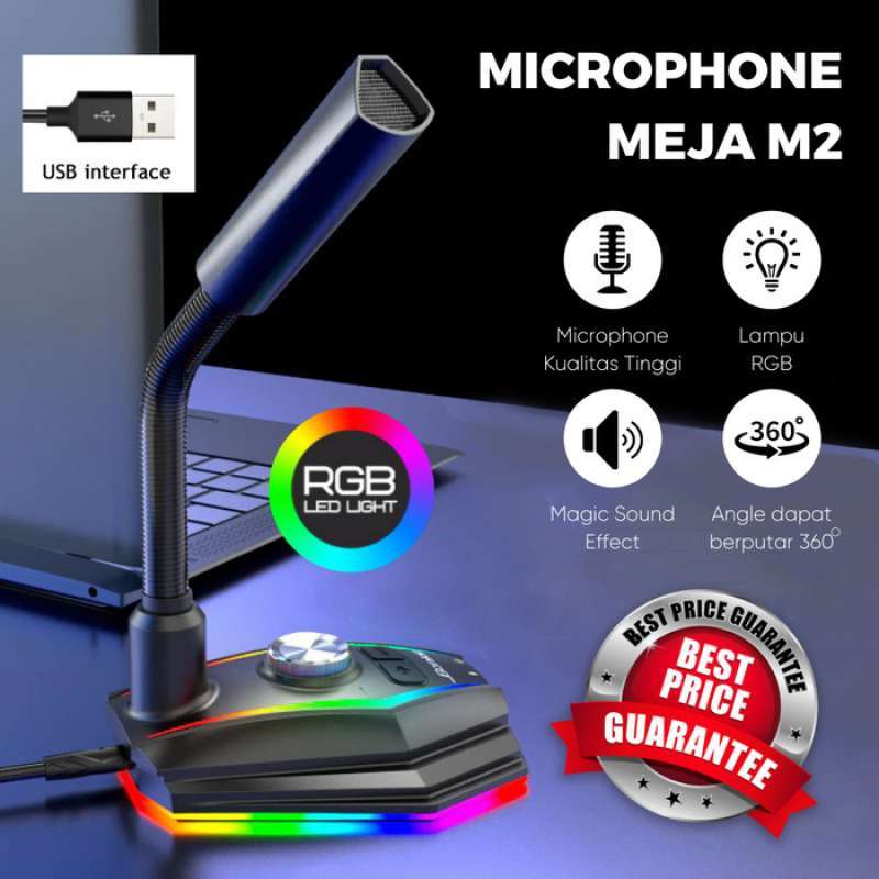 Promo Microphone Gaming M2 Rgb Led Light Mic Mikropon Computer Desktop ...