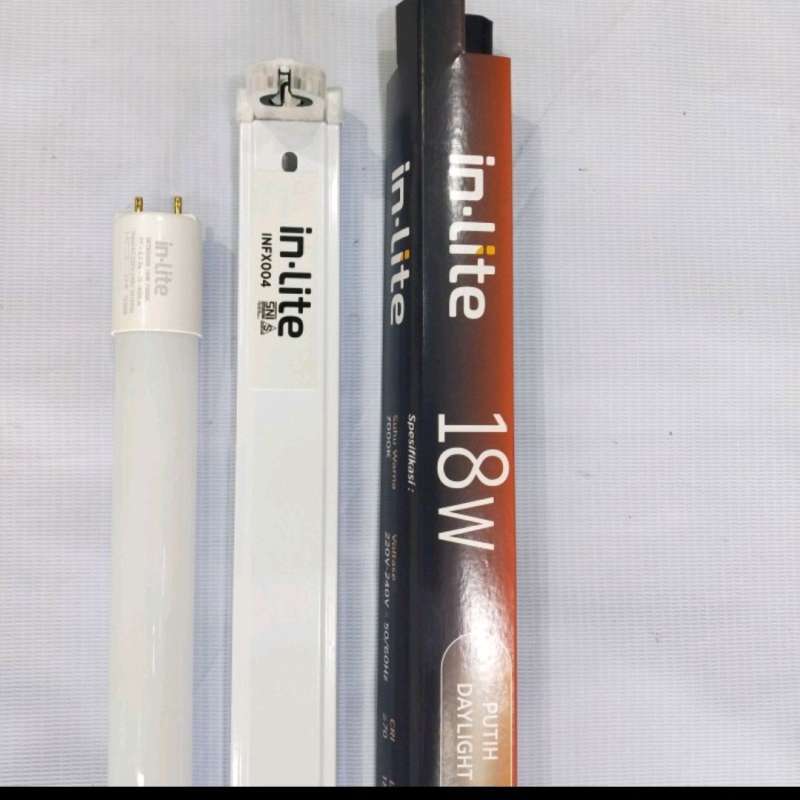 Jual 1 Paket Komplit Lampu Tl Led T8 120 Cm 18 Watt In Lite/1 Set Lampu Tl Led In Lite 18 Watt ...