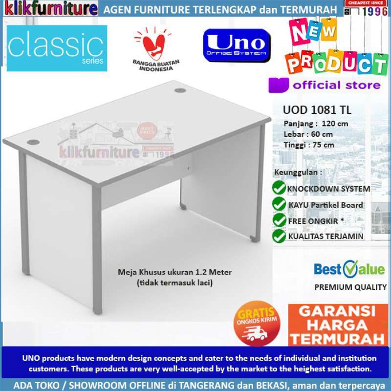 Promo Uod 1081 Tl Uno Meja Tulis Meja Kantor Meja Kerja Tanpa Laci 120cm Diskon 38% Di Seller ...