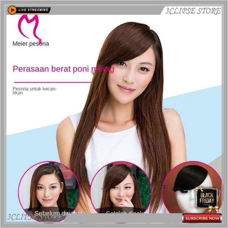 Promo Wig Rambut Palsu Mei Er Tebal Buatan Tangan Asli Rambut Sisi Pon ...