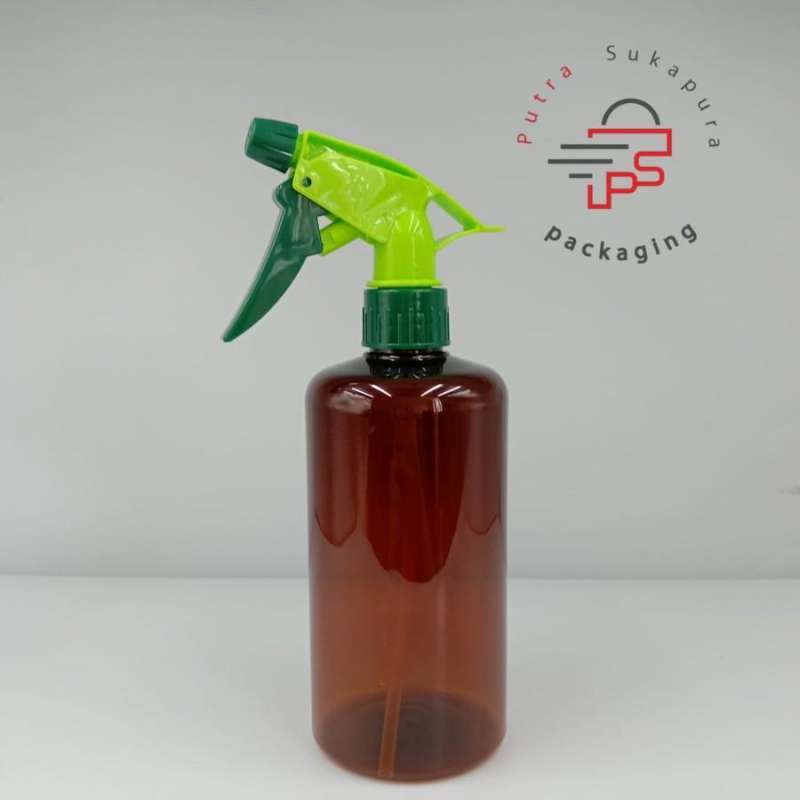 Jual Botol Spray Triger 500ml Amber Pet / Botol Kispray Big Trigger 500ml - Tutup Hijau di ...