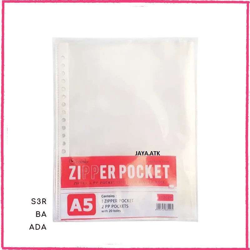 Jual Alat tulis MAP PLASTIK ZIPPER POCKET BINDER NOTE BINDER LOOSE LEAF ...