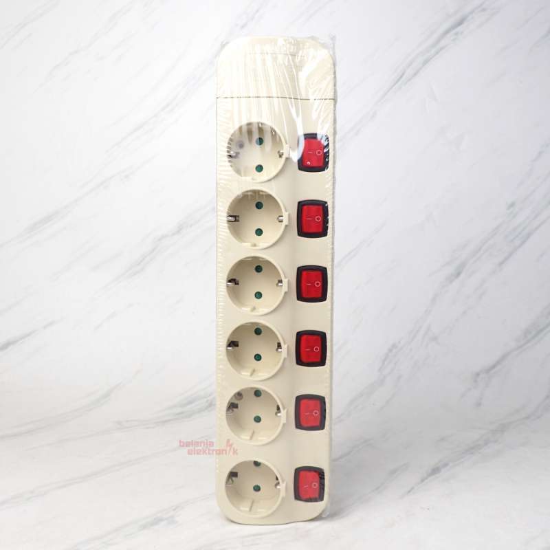 Jual STOP KONTAK ARDE 6 LUBANG TERMINAL KONTAK KUNINGAN + SAKLAR TANPA KABEL UTICON ST-8682 SN ...