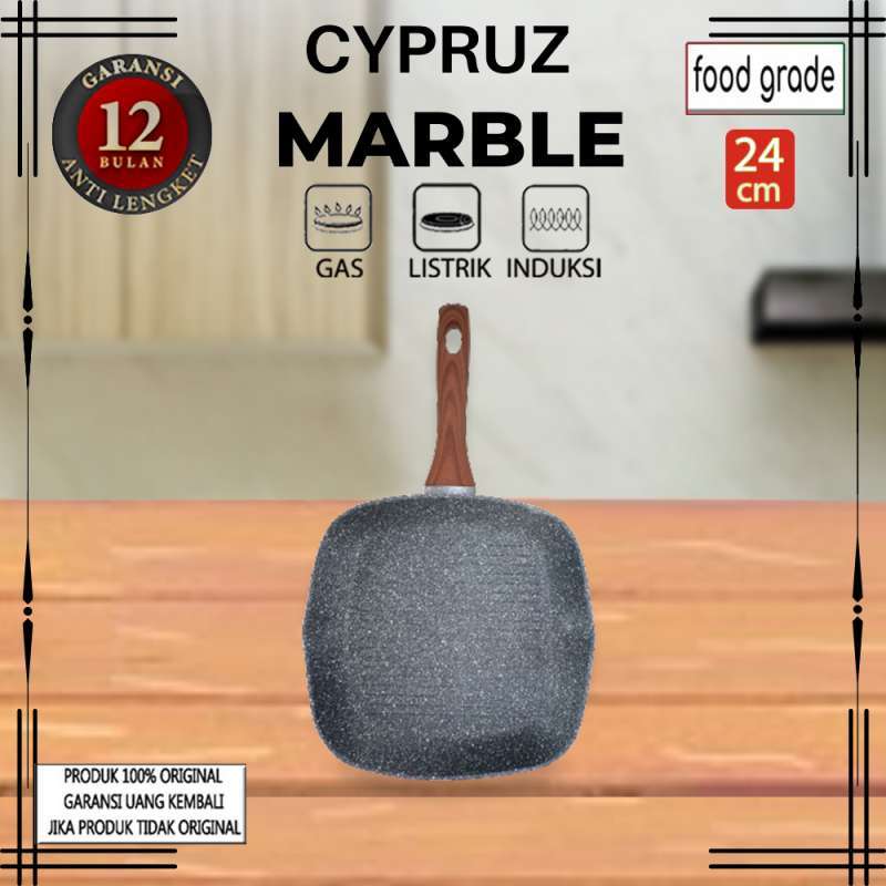 Jual Cypruz cyprus Grilled Pan Marble Induksi BBQ Grill 24 cm FP-0646 ...