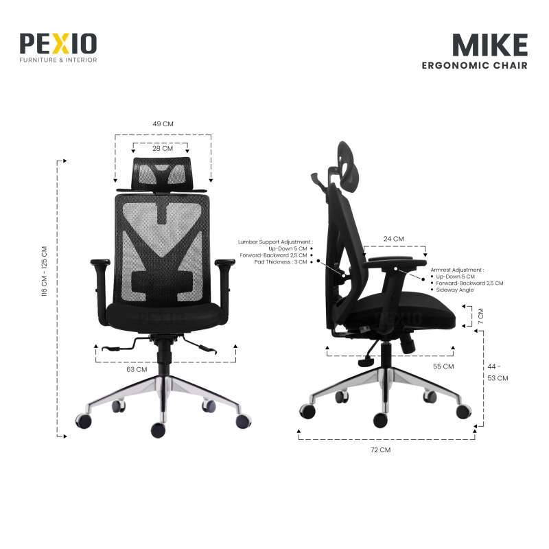 Jual Kursi Kantor Jaring Pexio | Kursi Kerja Jaring Pexio | Mike Foam ...