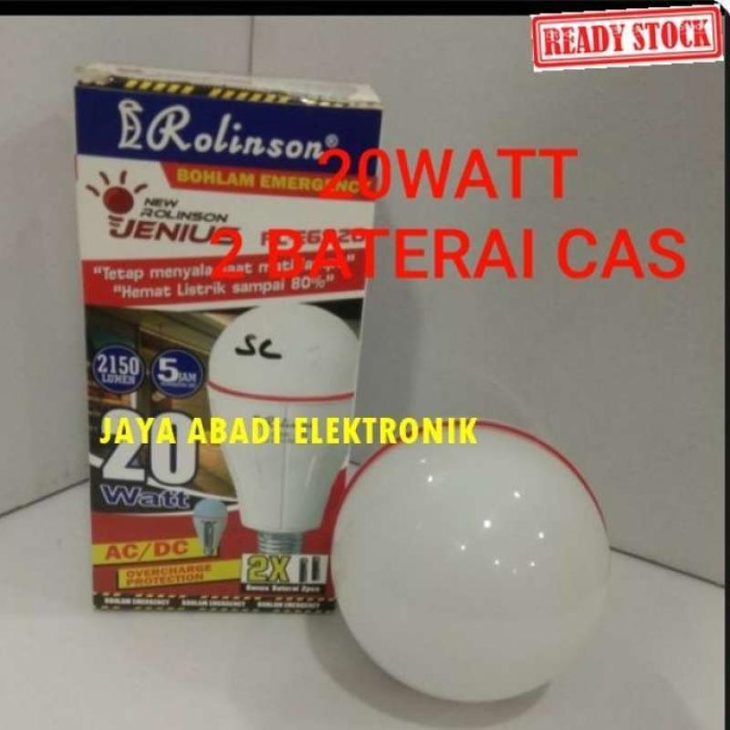 Jual ROLINSON 20 WATT 2 BATERAI 18650 CAS TAHAN 5 JAM LAMPU DARURAT ...